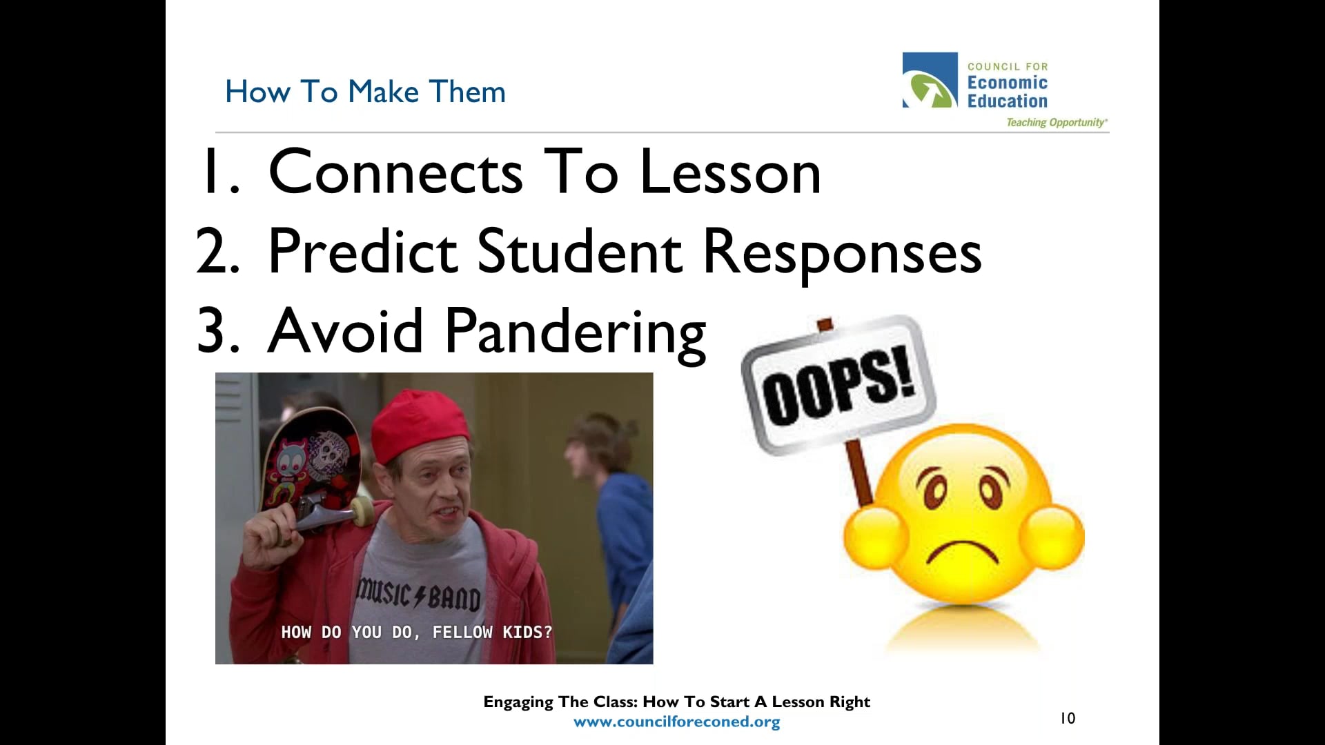 Engaging the Class: How to Start A Lesson Right - EconEdLink